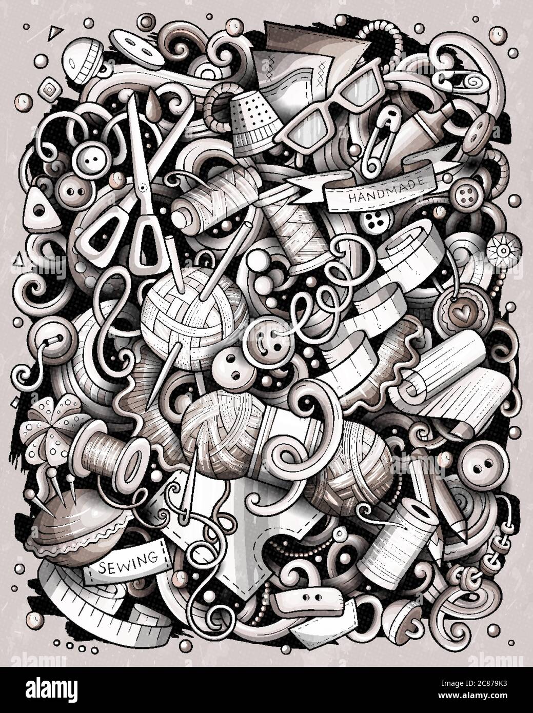 Hand Made hand drawn vector doodles illustration. Handmade poster ...