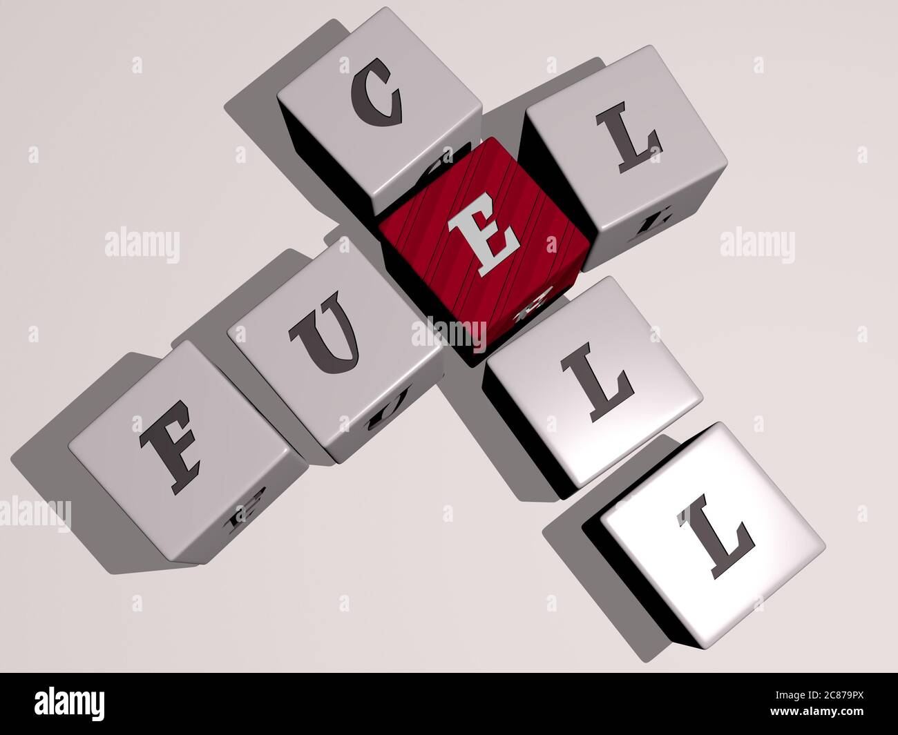 combination of fuel cell built by cubic letters from the top ...
