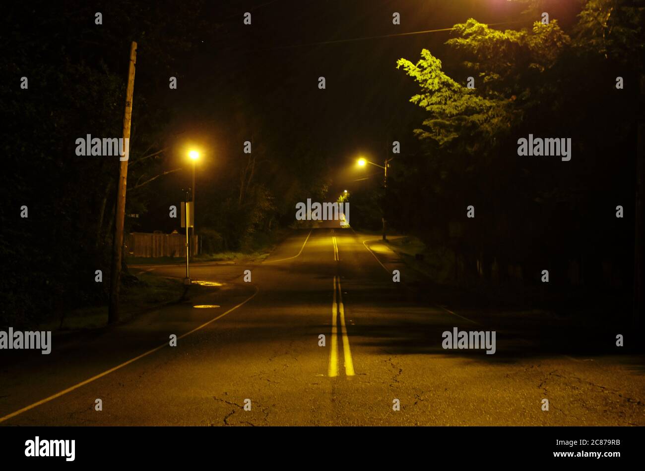 Suburban street at night Stock Photo - Alamy