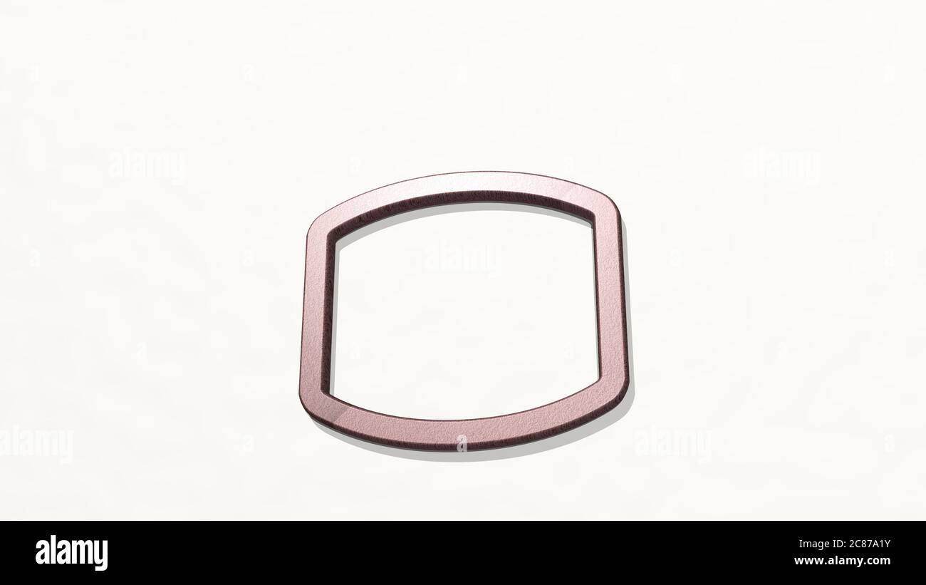 composition oval on the wall. 3D illustration of metallic sculpture ...