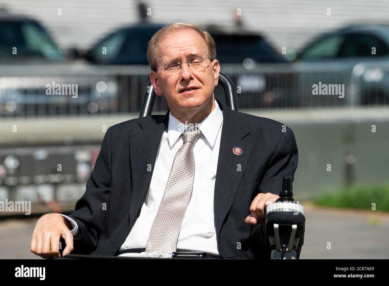 U.S. Representative, Jim Langevin (D-RI) speaking with the press at the ...