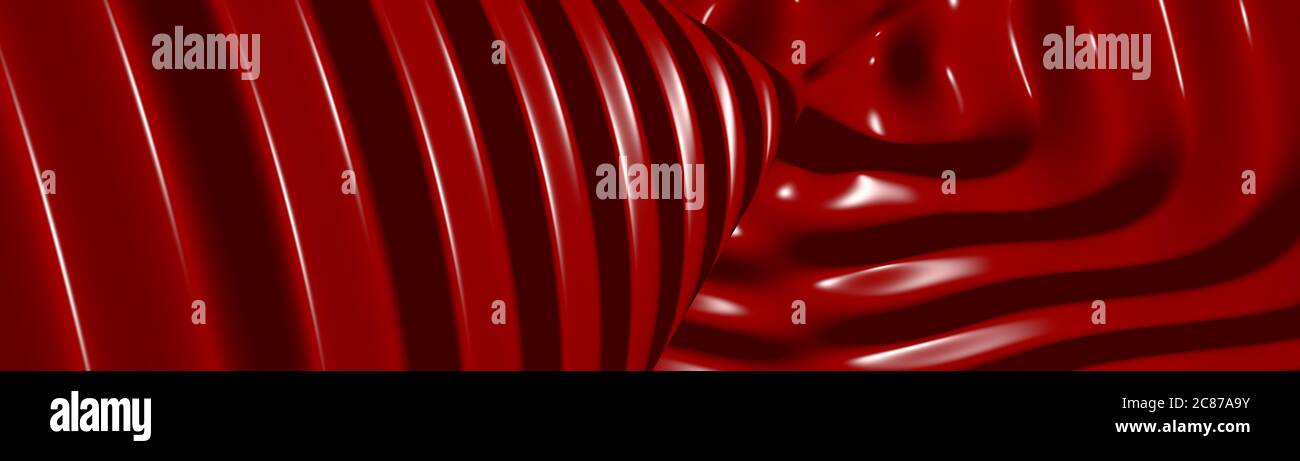 Ultra wide image made of MAROON monochromic 3D curved abstract ...