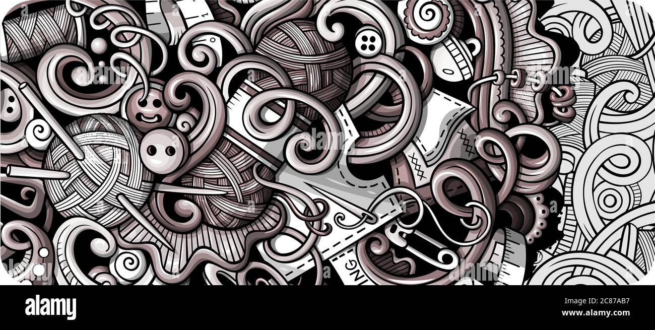 Handmade hand drawn doodle banner. Cartoon detailed flyer Stock Vector ...