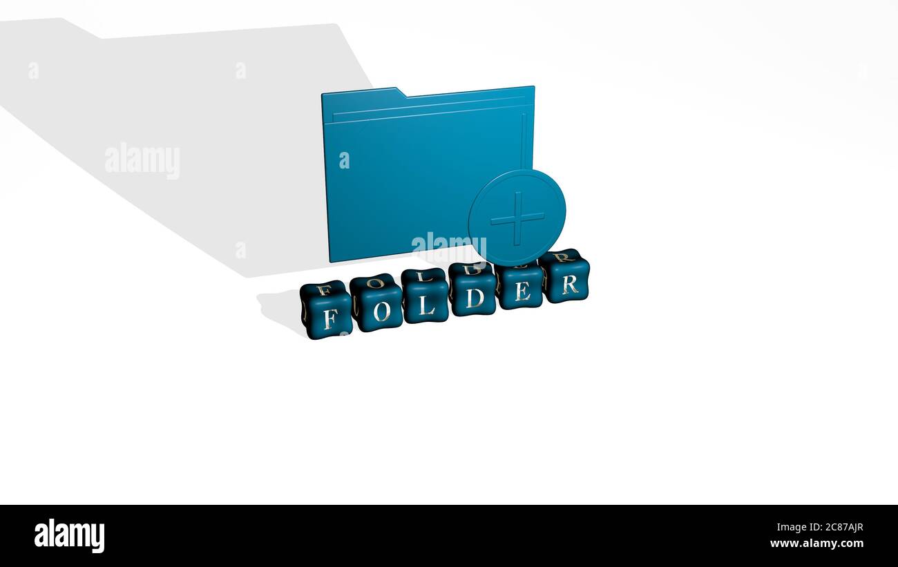 3D representation of folder with icon on the wall and text arranged by ...