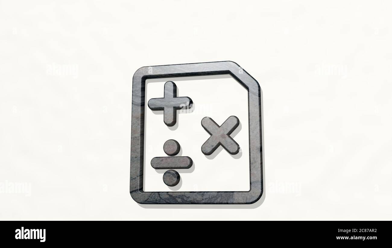 study exam math made by 3D illustration of a shiny metallic sculpture ...