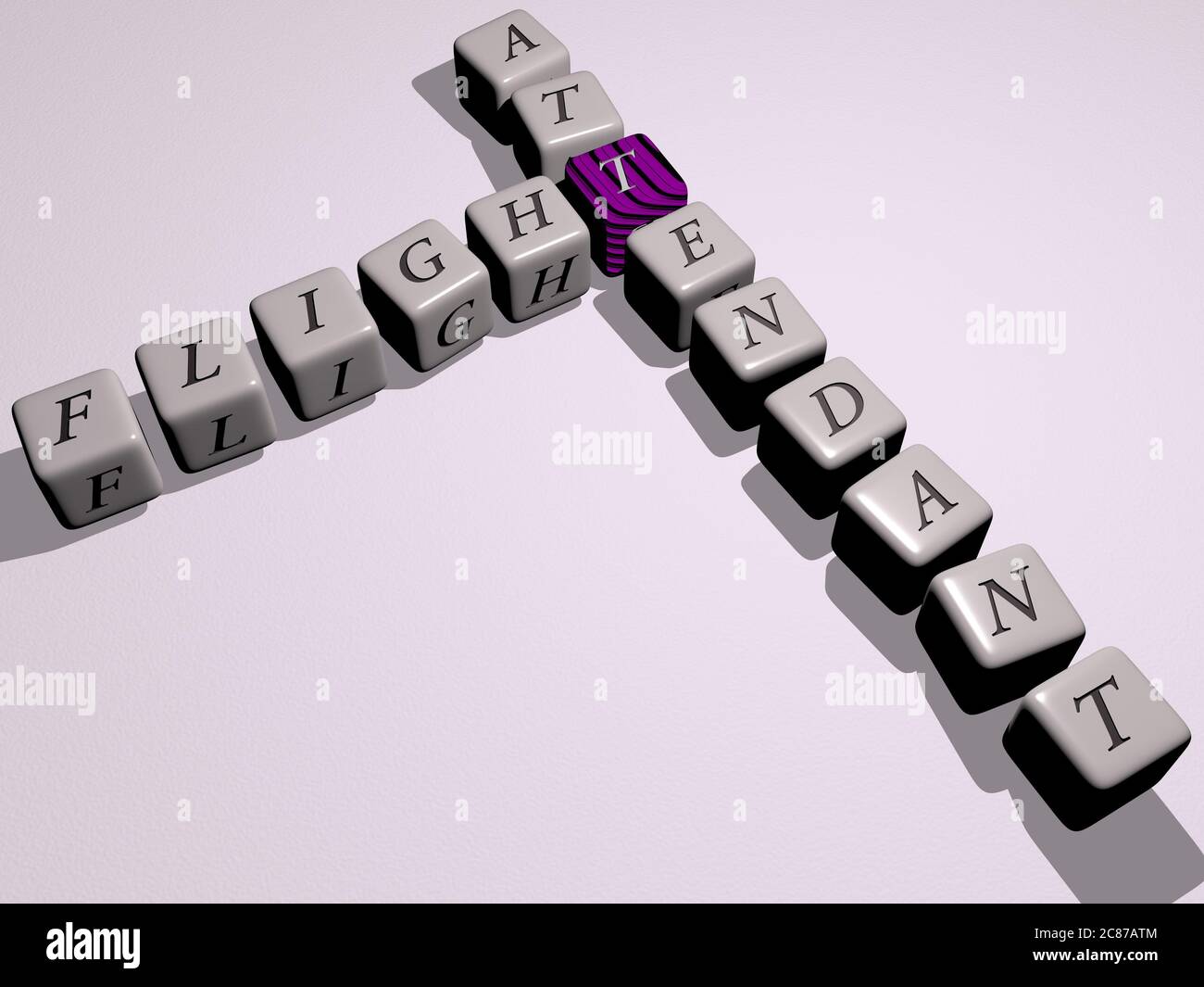 combination of flight attendant built by cubic letters from the top ...