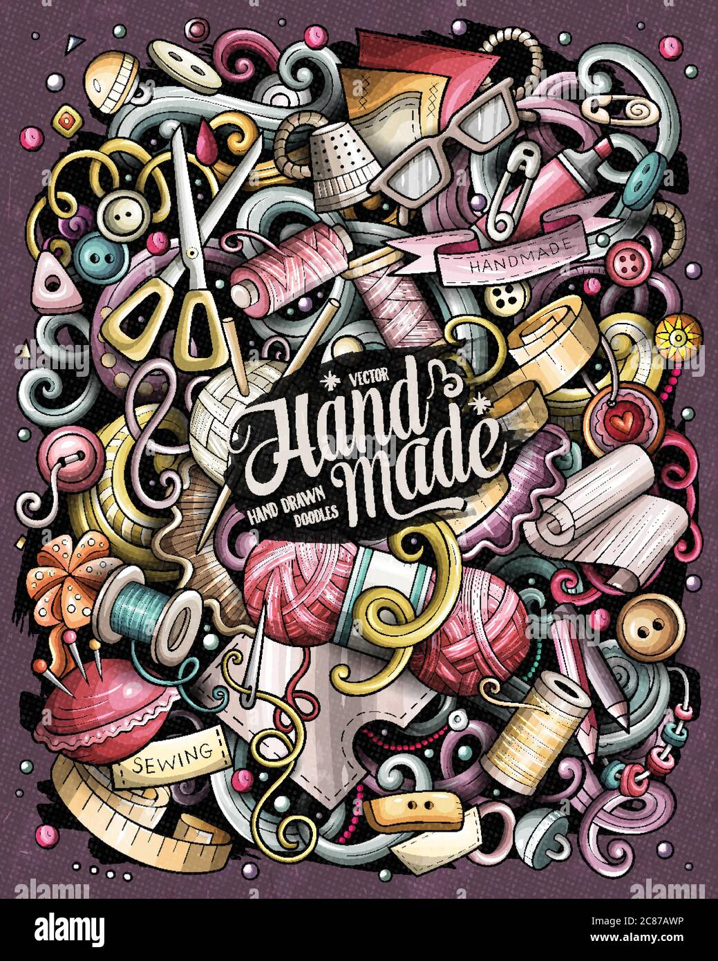 Hand Made hand drawn vector doodles illustration. Handmade poster ...