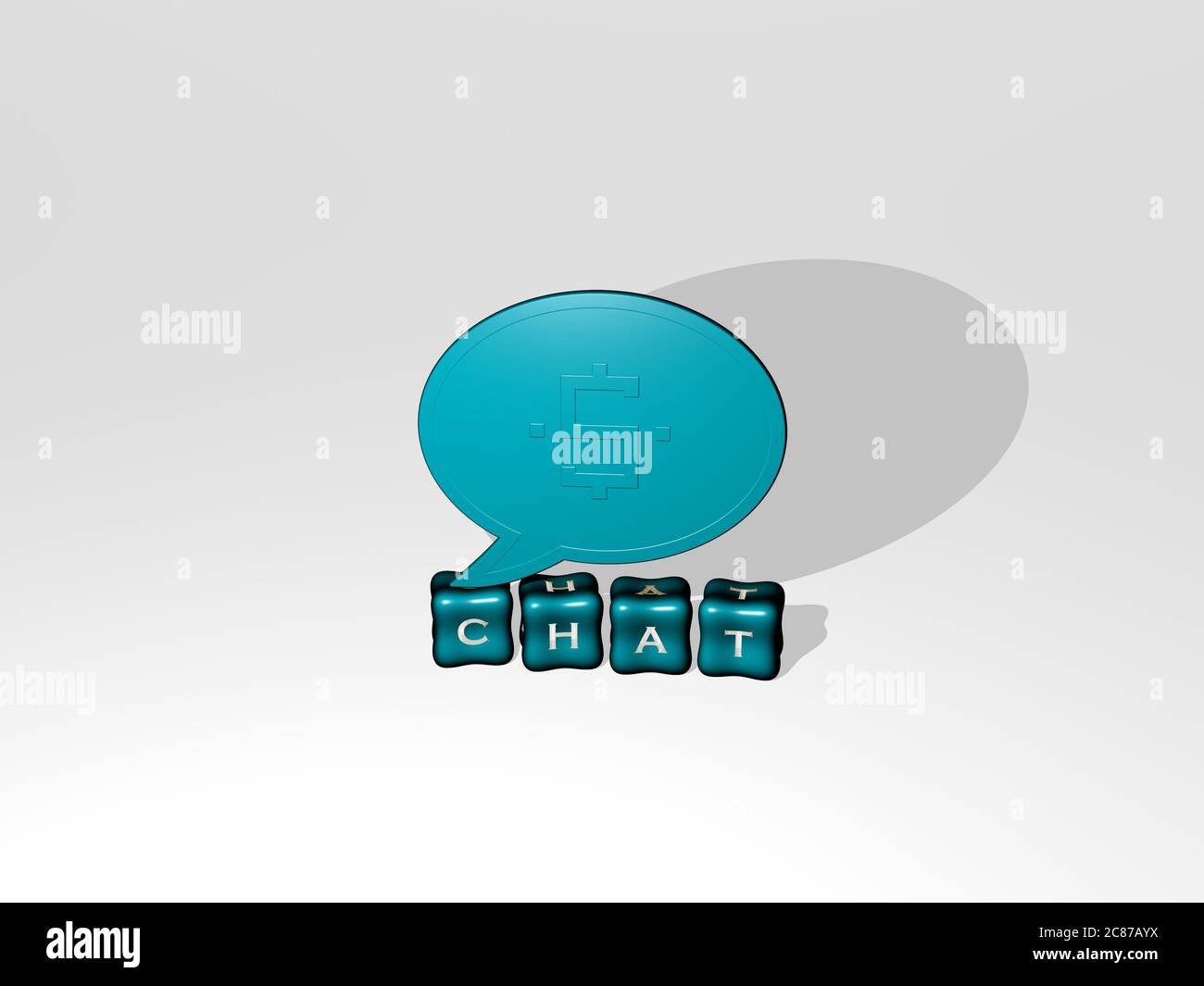 3D graphical image of CHAT vertically along with text built by metallic ...