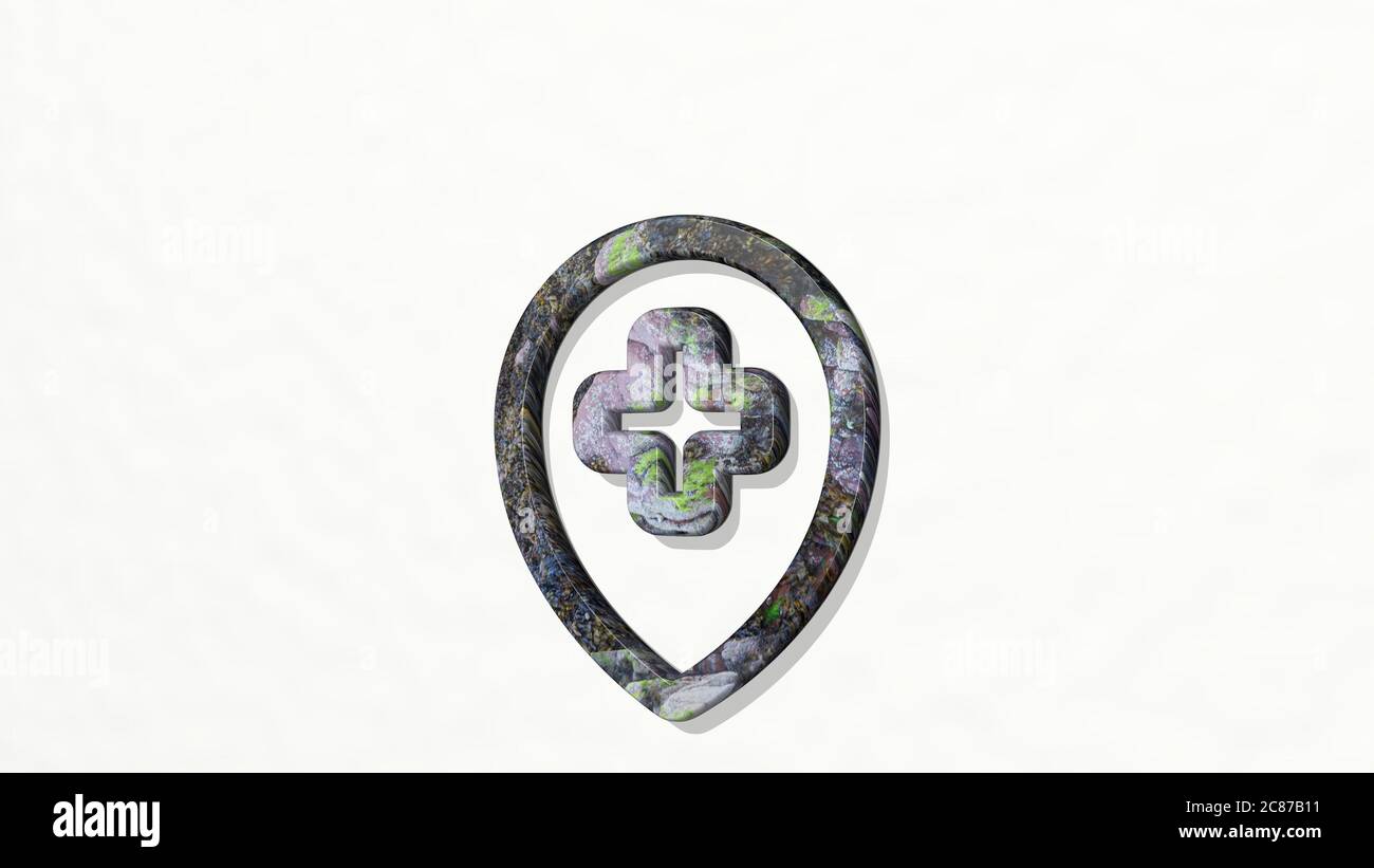 STYLE TWO PIN CROSS made by 3D illustration of a shiny metallic ...