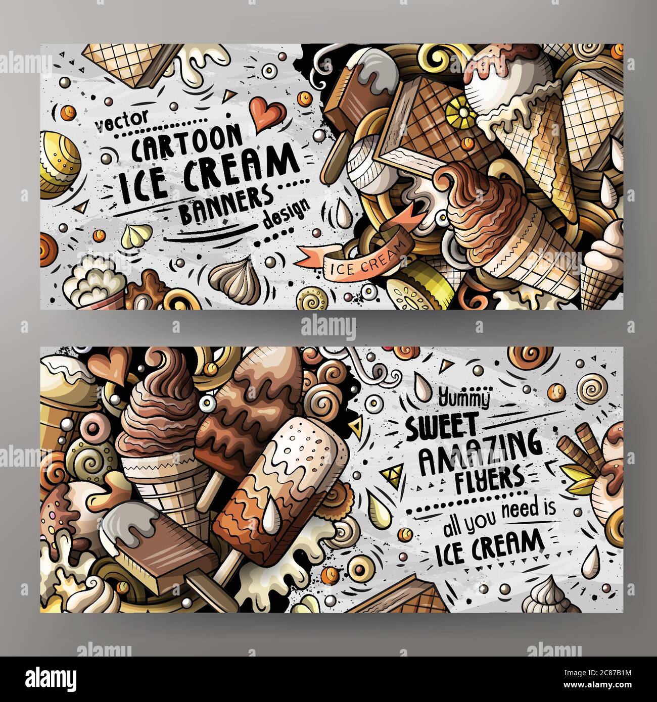Cartoon vector doodles ice cream banners Stock Vector Image & Art - Alamy