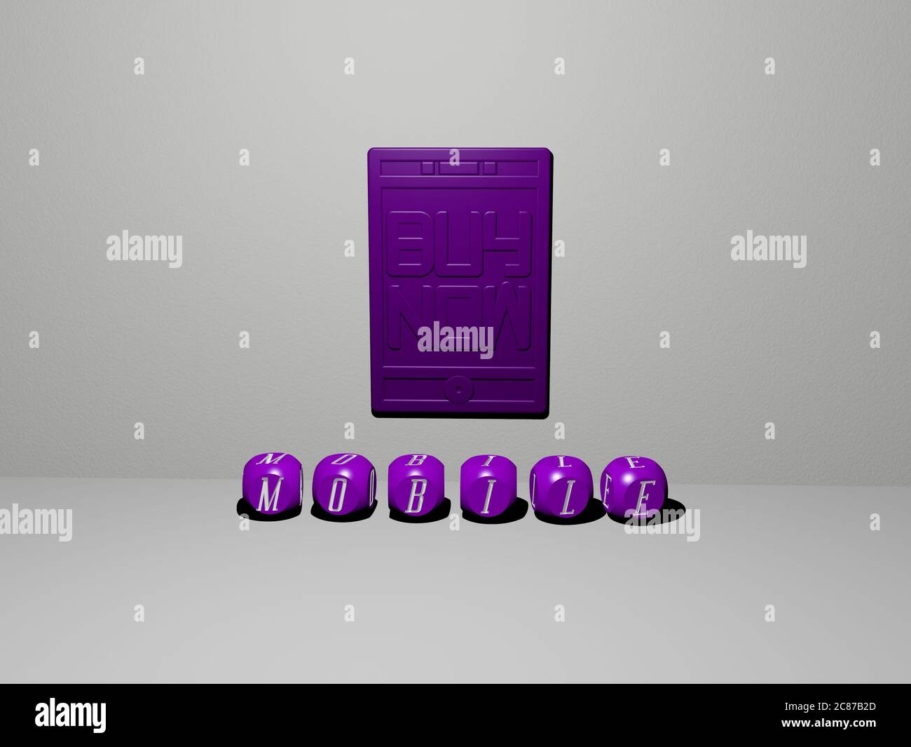 3D graphical image of mobile vertically along with text built by ...