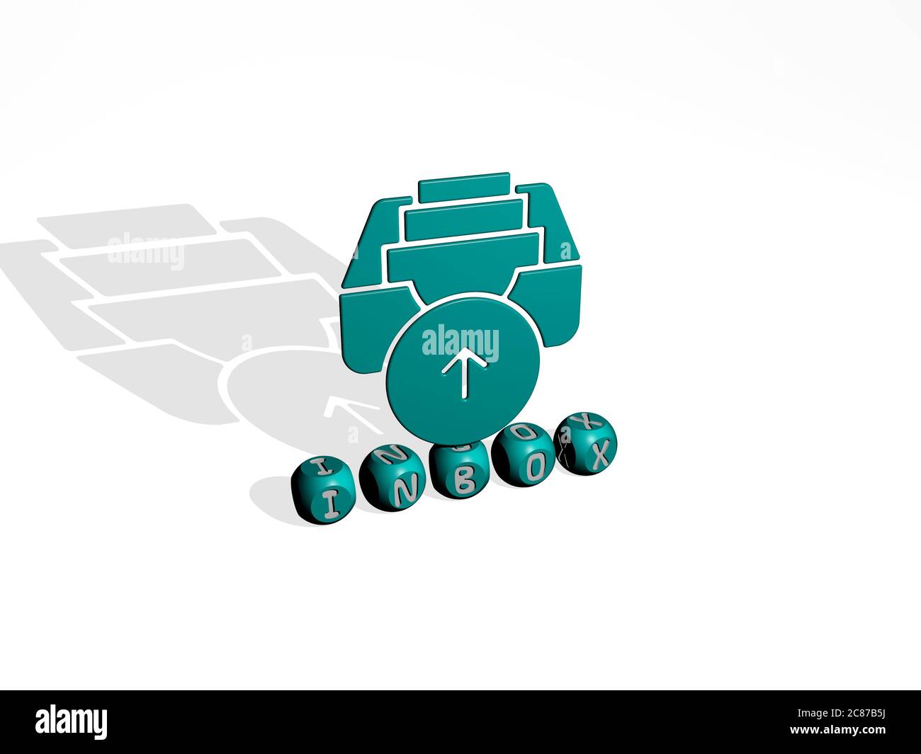 3D representation of INBOX with icon on the wall and text arranged by ...