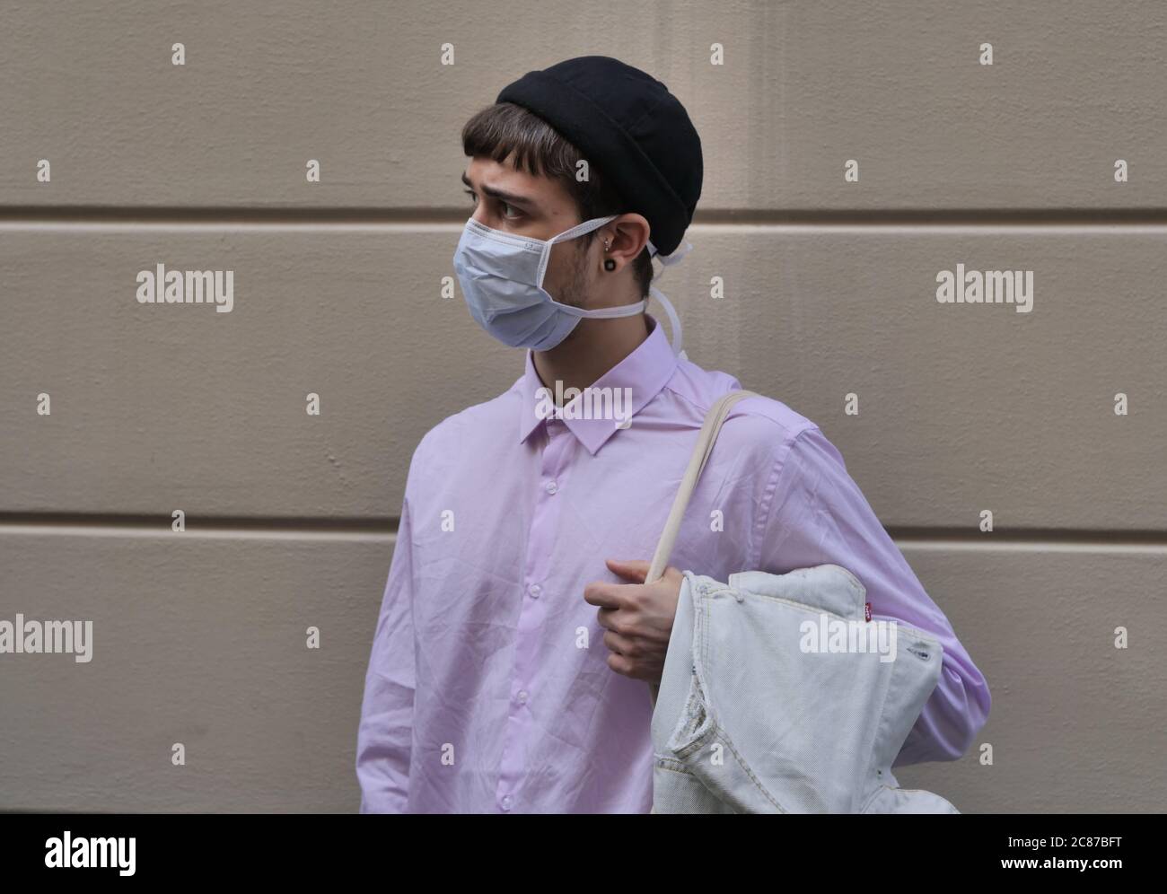 Milan, Italy. 15th July, 2020. Etro models in the street posing for ...
