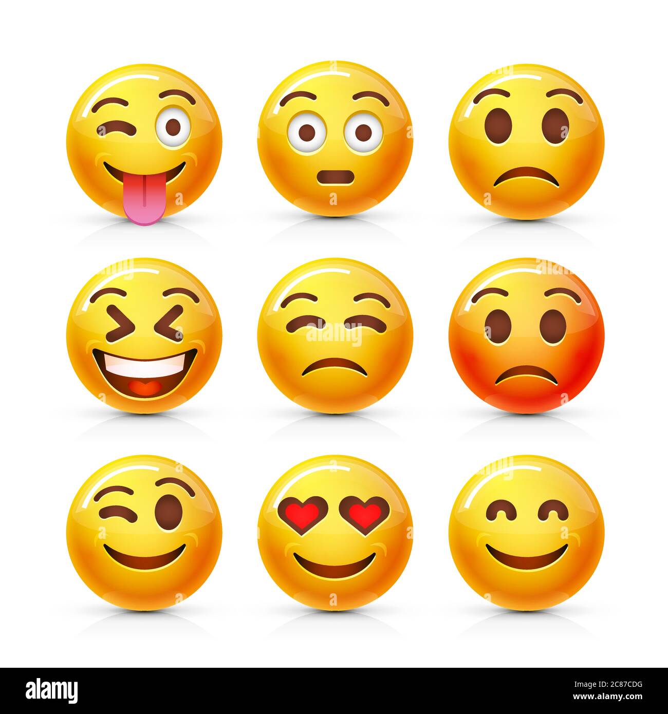 Emoji set icon, collection comic emotion, sign chat. Vector ...
