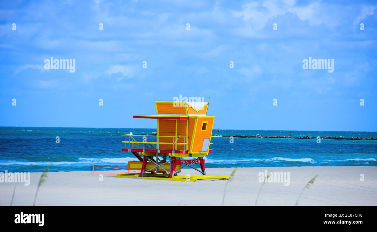Miami Beach Lifeguard Stand in the Florida sunshine. Sandy Tropical ...