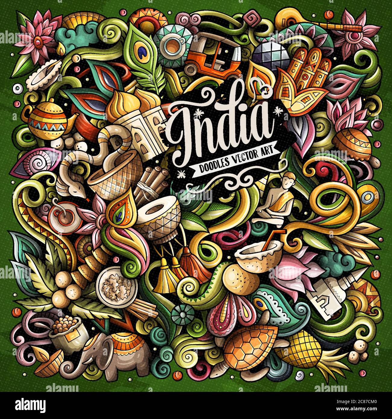 India hand drawn vector doodles illustration. Indian poster design ...