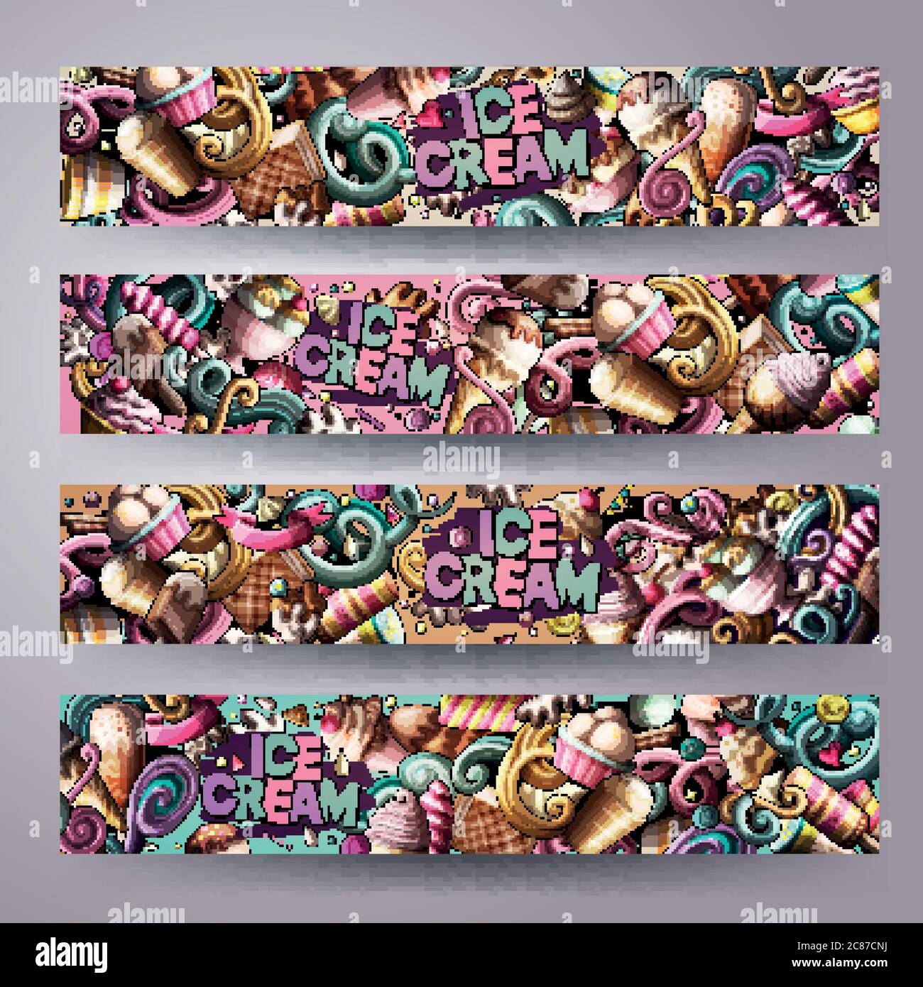 Cartoon vector doodles ice cream banners Stock Vector Image & Art - Alamy