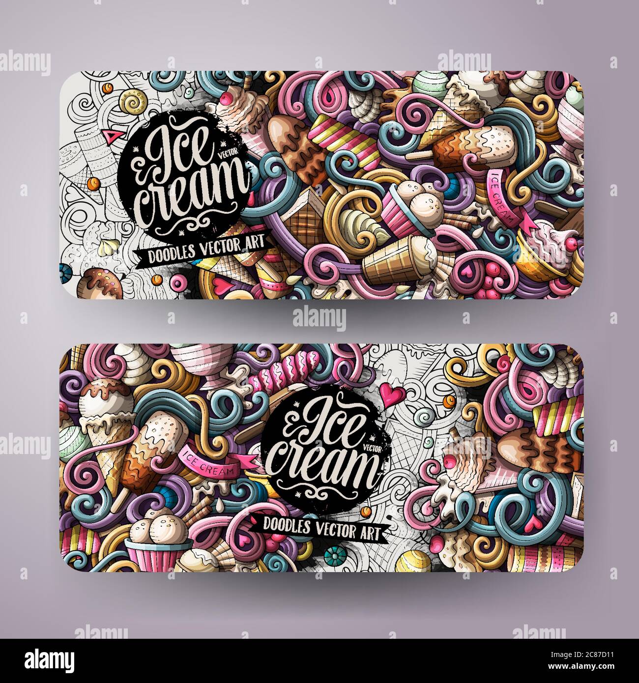 Cartoon vector doodles ice cream banners Stock Vector Image & Art - Alamy