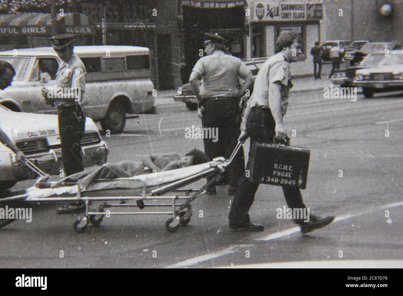 Fine 70s vintage black and white lifestyle photography of a paramedic ...