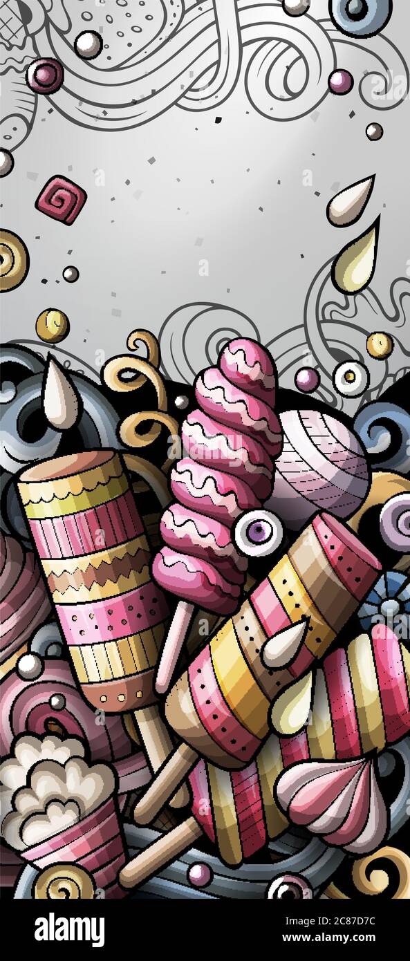 Ice cream hand drawn doodle banner. Cartoon detailed flyer Stock Vector ...