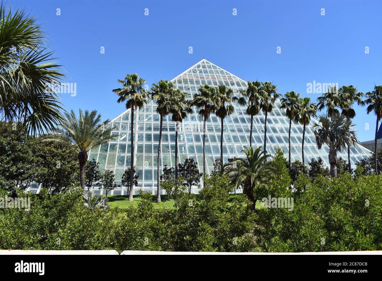 The Rainforest Pyramid at Moody Gardens in Galveston, Texas. The white ...