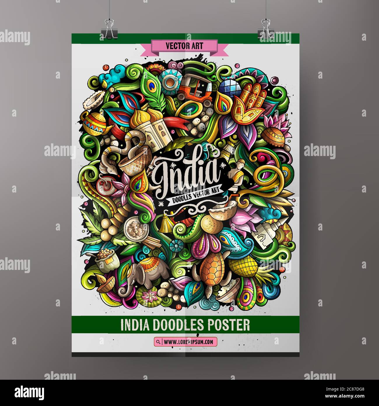 India hand drawn doodles illustration. Indian objects and elements ...