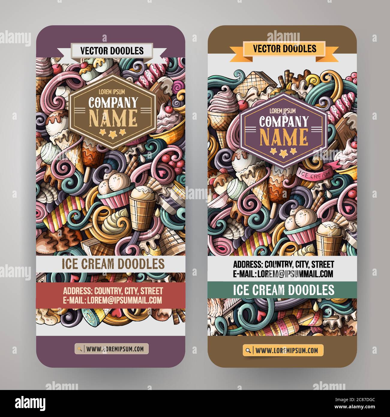 Cartoon vector doodles ice cream banners Stock Vector Image & Art - Alamy