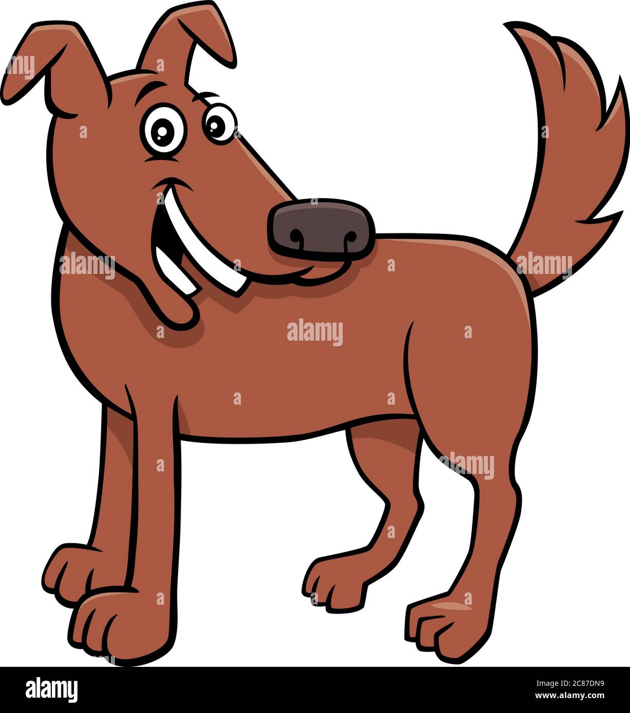 Cartoon Illustration of Happy Brown Dog or Puppy Comic Animal Character ...