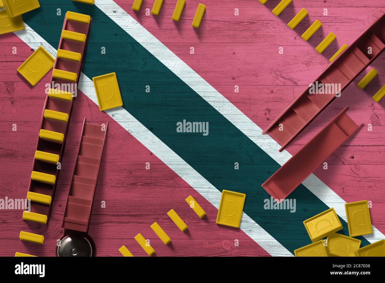 Trinidad And Tobago flag with national background with dominoes on ...