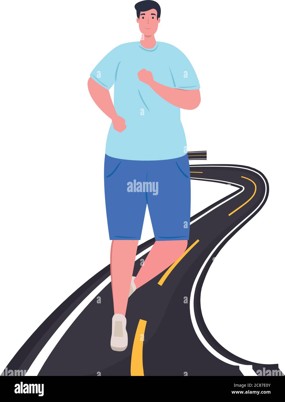 man running on highway, man in sportswear jogging, male athlete on ...