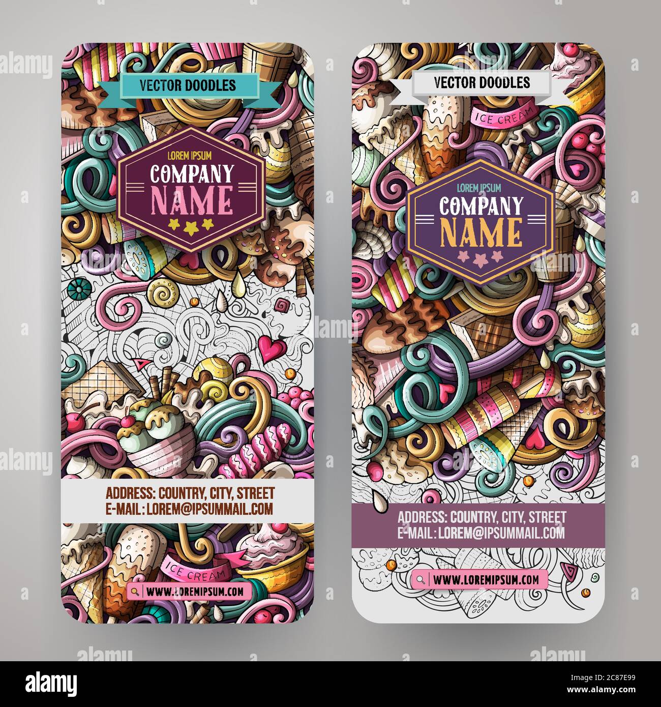 Cartoon vector doodles ice cream banners Stock Vector Image & Art - Alamy