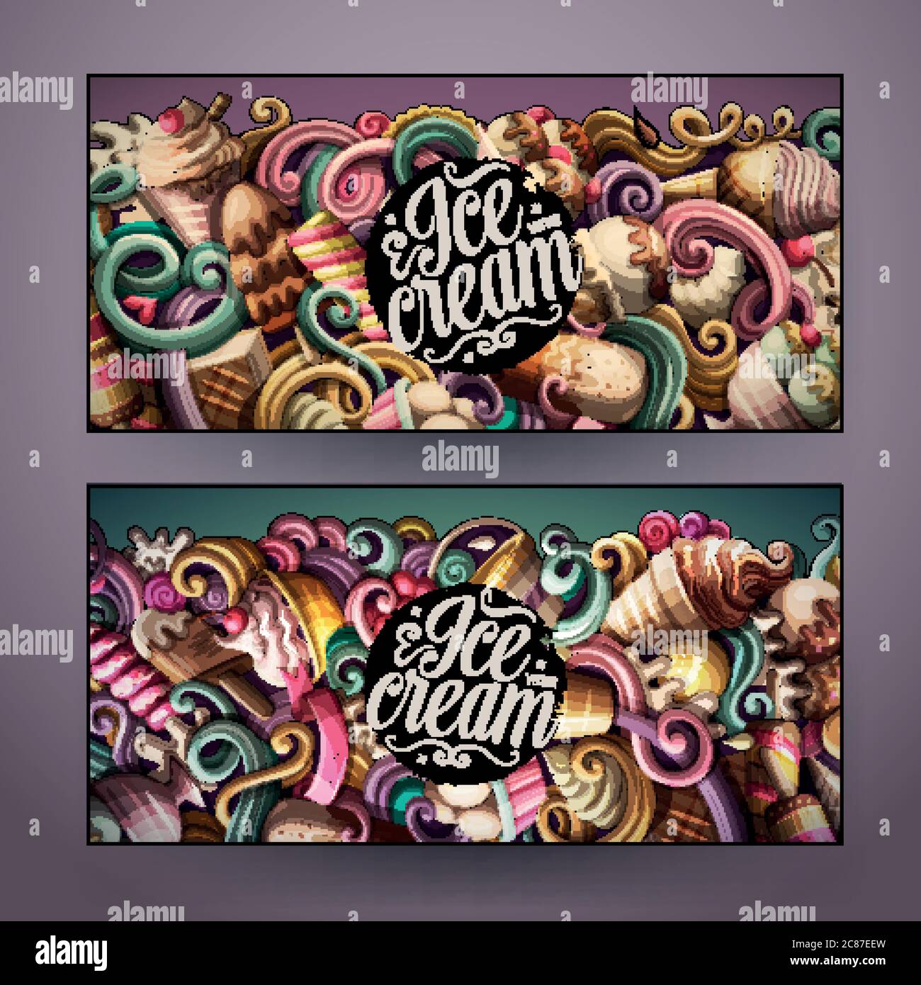 Cartoon vector doodles ice cream banners Stock Vector Image & Art - Alamy