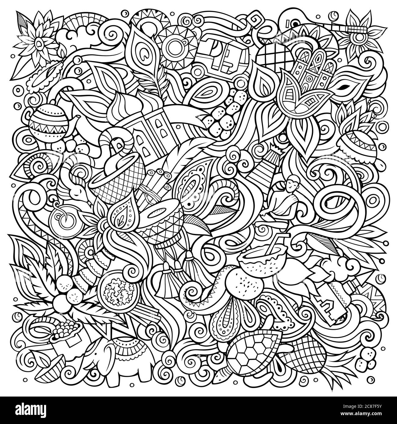 India hand drawn vector doodles illustration. Indian poster design ...