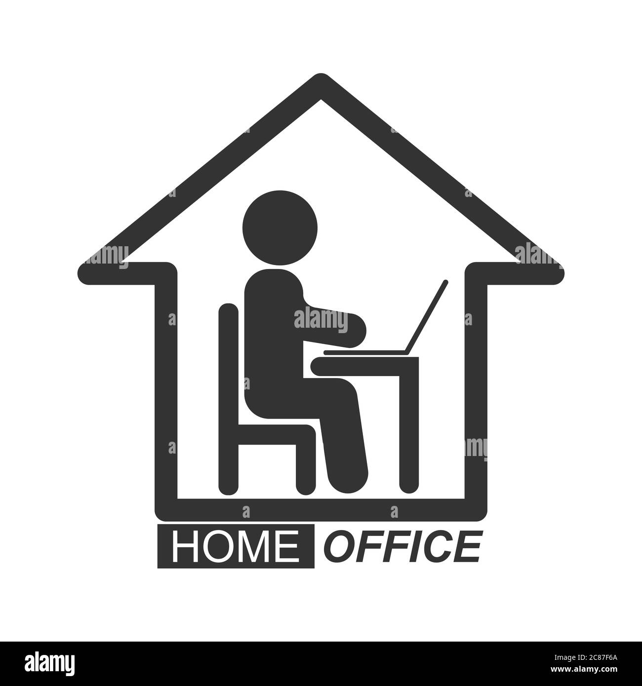 Home office icon, a stylized vector icon isolated on a white background ...