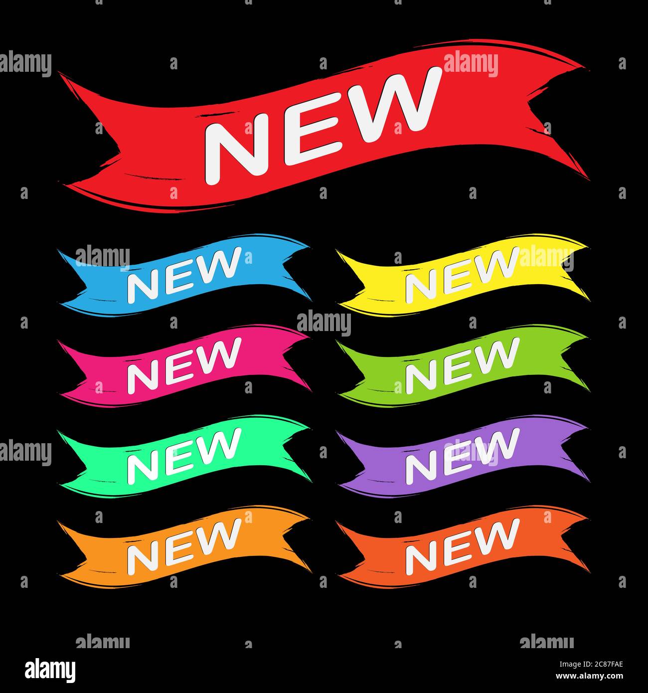 set of multi-colored ribbons with the inscription NEW. Vector ...