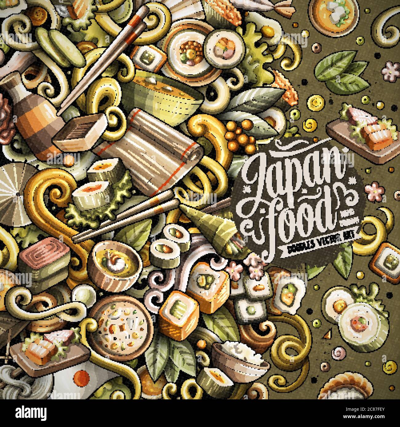 Japanese food border background menu Stock Vector Images - Alamy