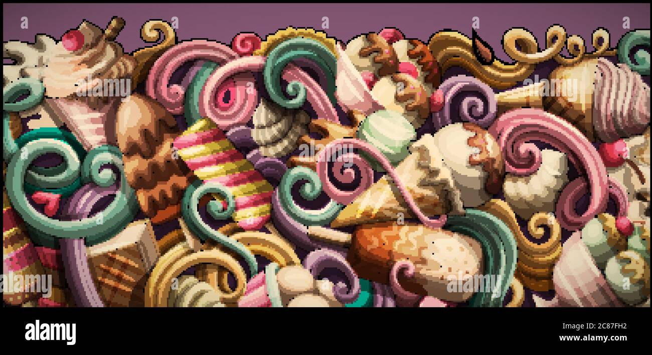 Ice cream hand drawn doodle banner. Cartoon detailed flyer Stock Vector ...