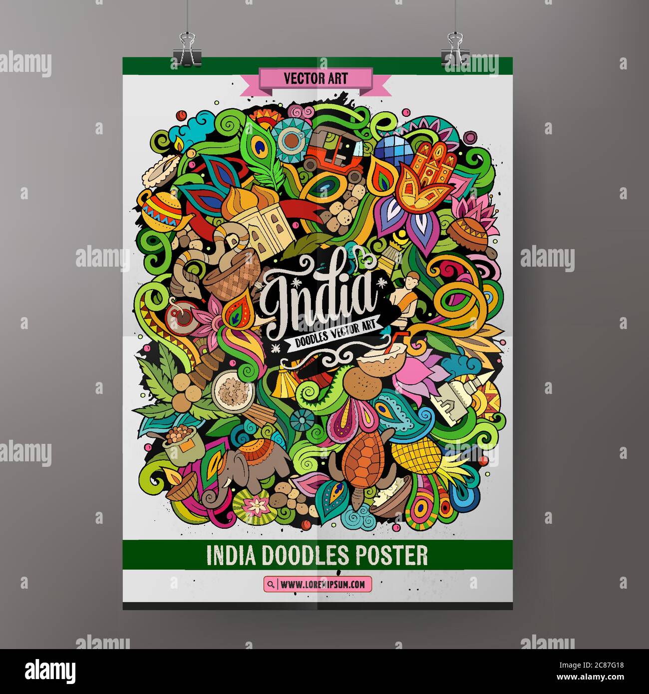 India hand drawn doodles illustration. Indian cartoon doodle background ...