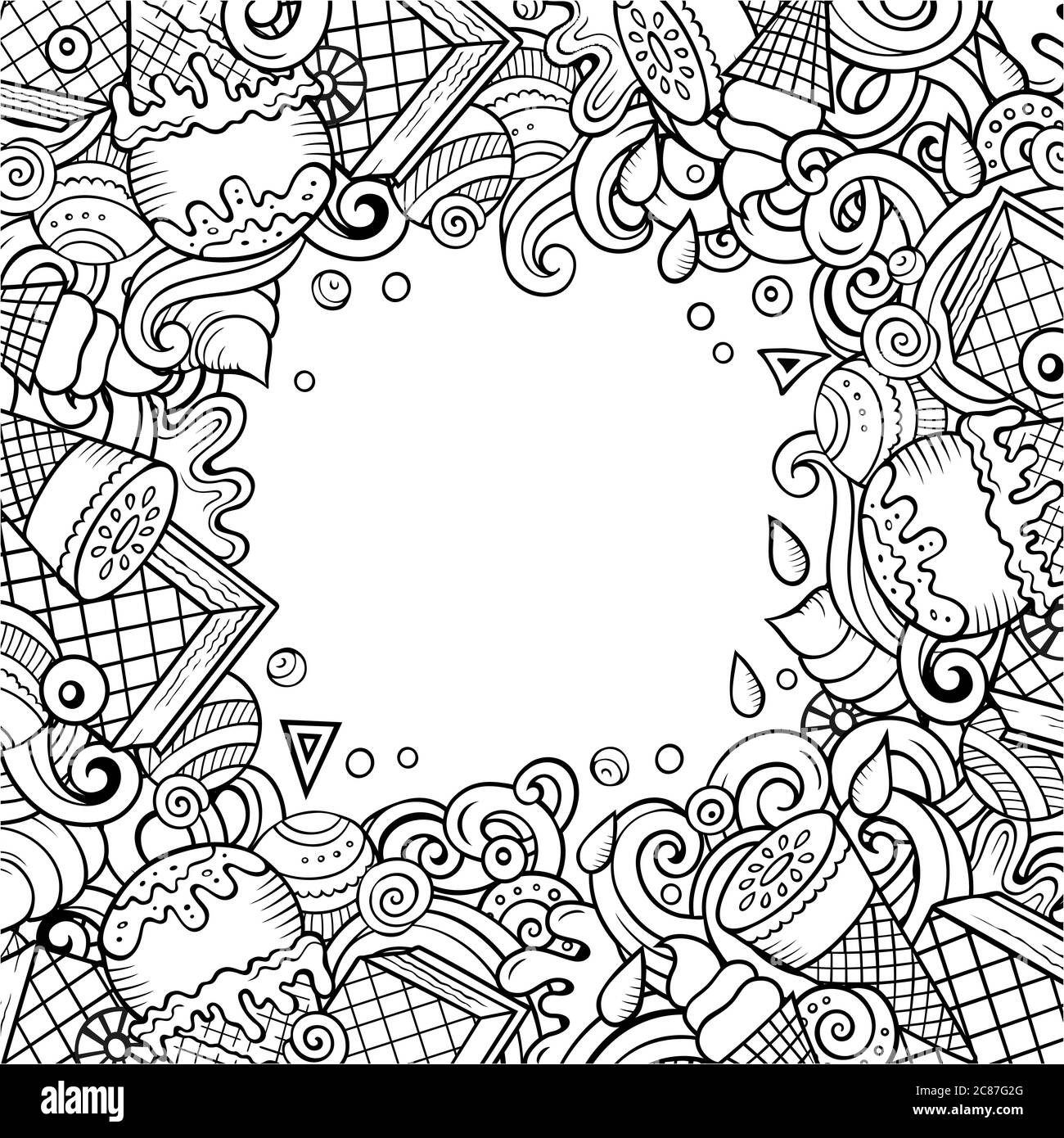 Ice Cream Borders Black And White