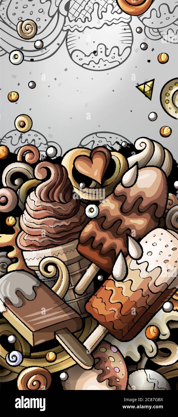 Ice cream hand drawn doodle banner. Cartoon detailed flyer Stock Vector ...