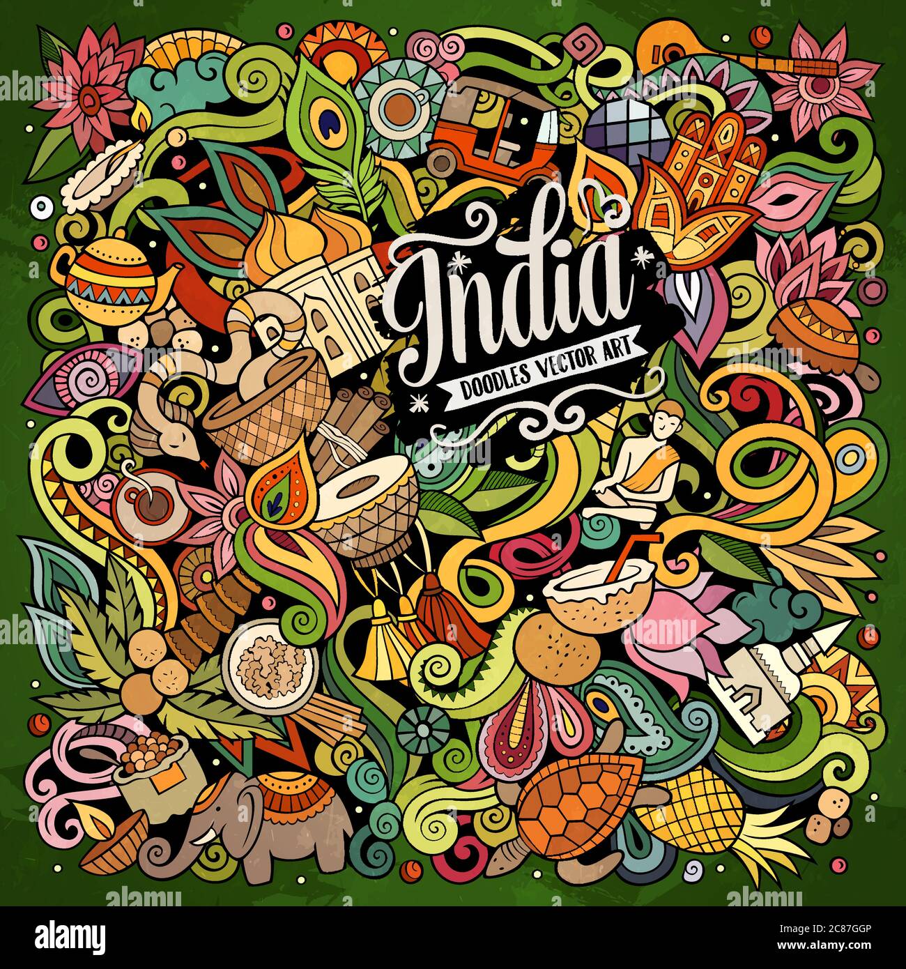 India hand drawn vector doodles illustration. Indian poster design ...