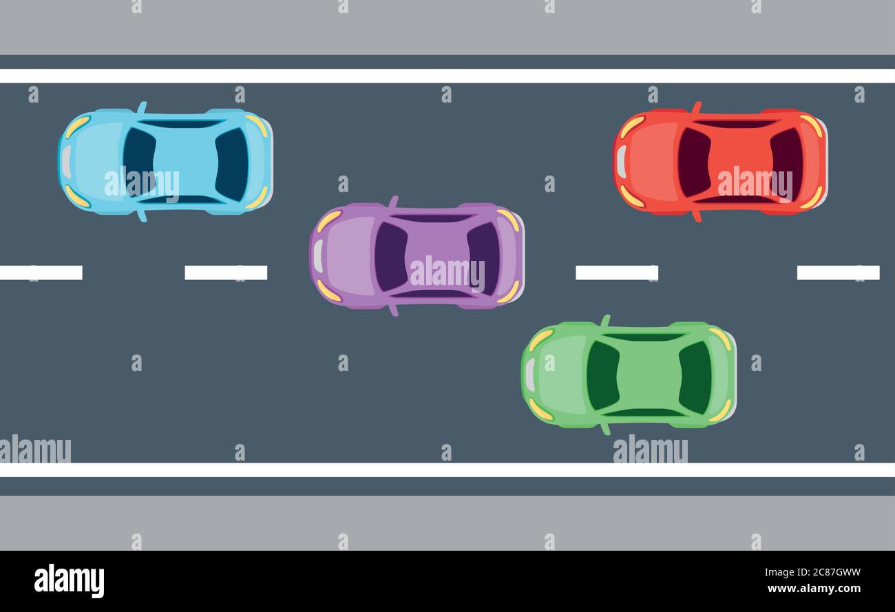 Aerial view motor cars in Stock Vector Images - Alamy