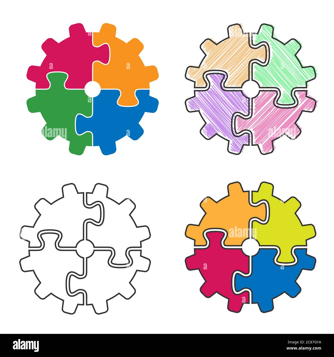 Gear of the puzzle. A set of simple vector illustrations Stock Vector ...