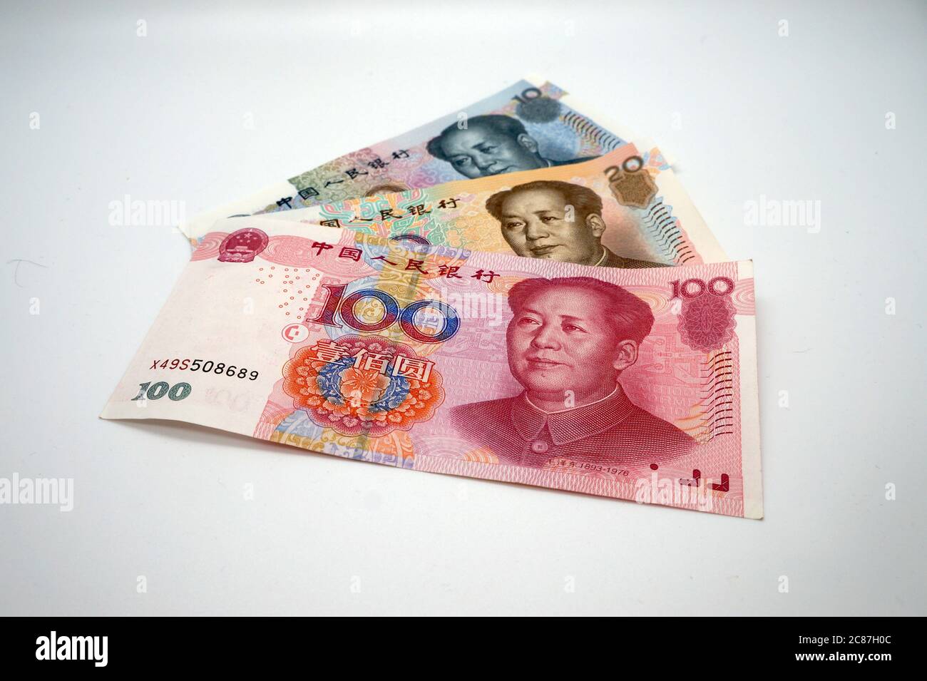 Chinese yuan paper money in three denominations Stock Photo - Alamy