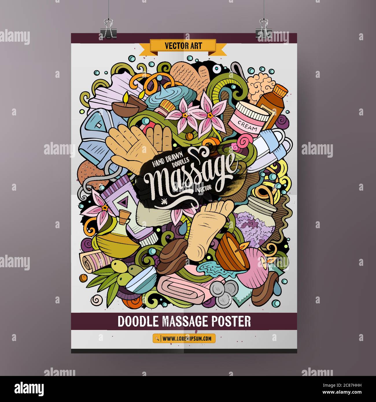Massage hand drawn doodles illustration. Spa salon poster Stock Vector ...