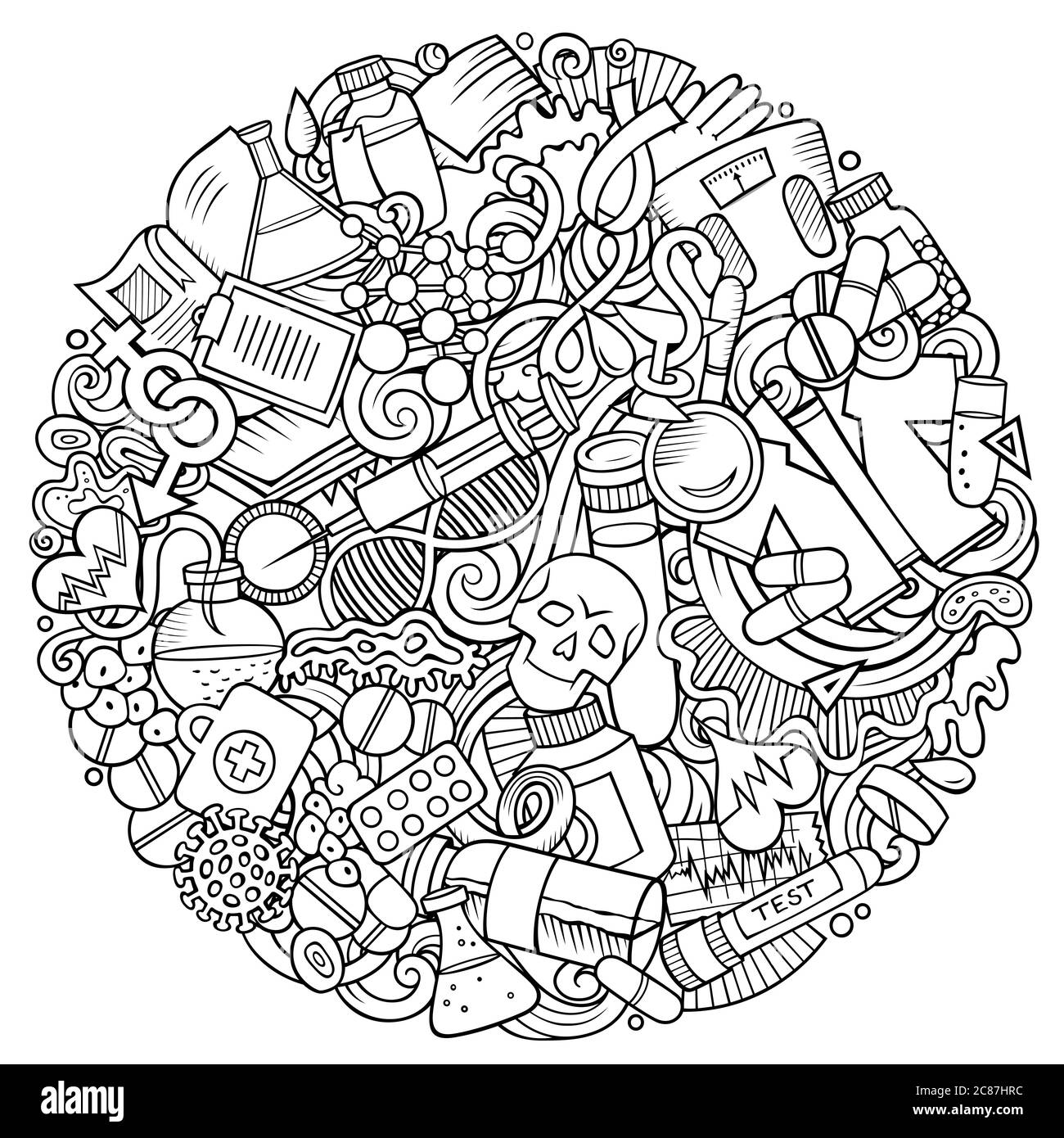 Medicine hand drawn vector doodles illustration. Medical poster design ...
