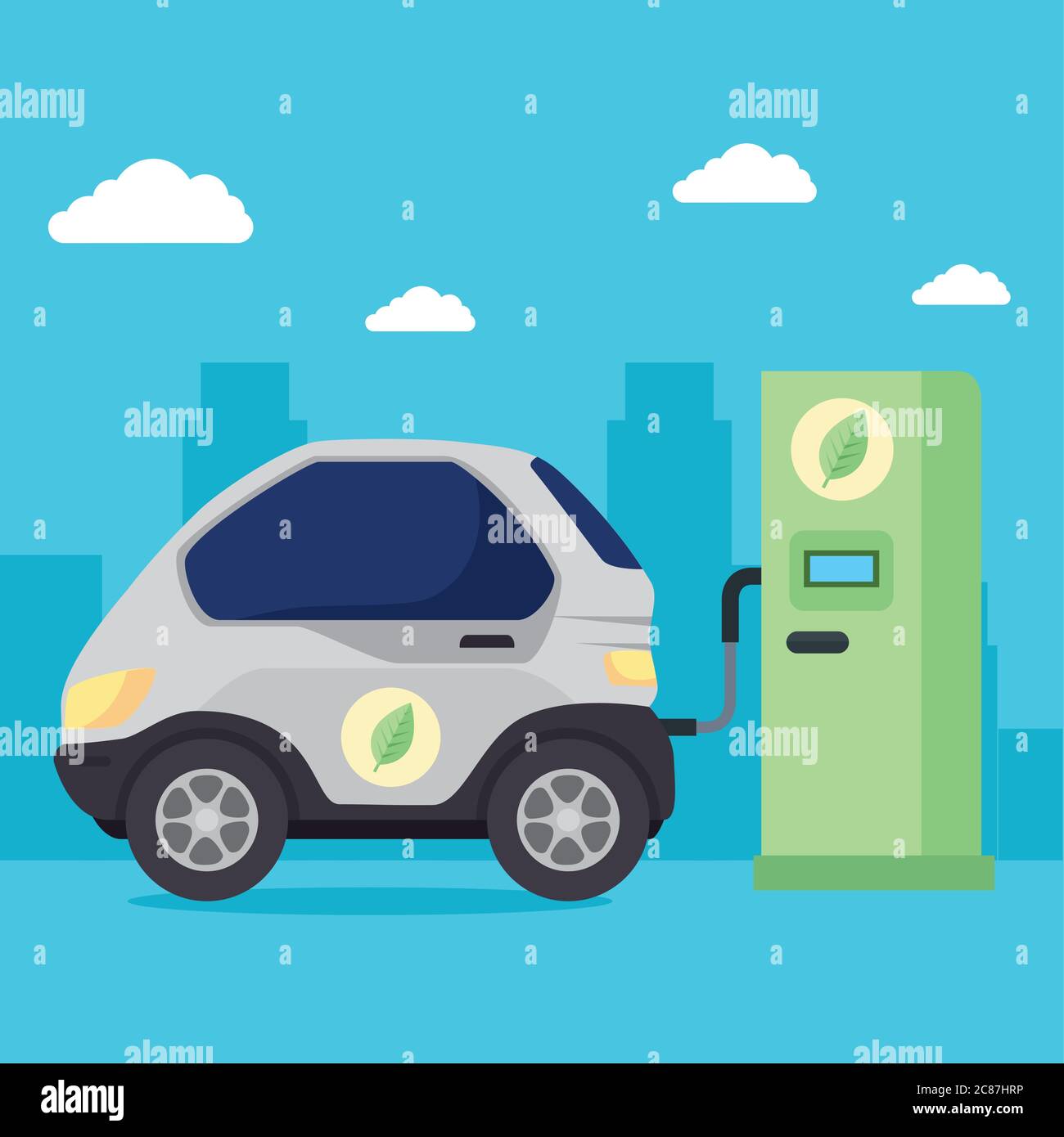 electric vehicle car in charging station road Stock Vector Image & Art ...