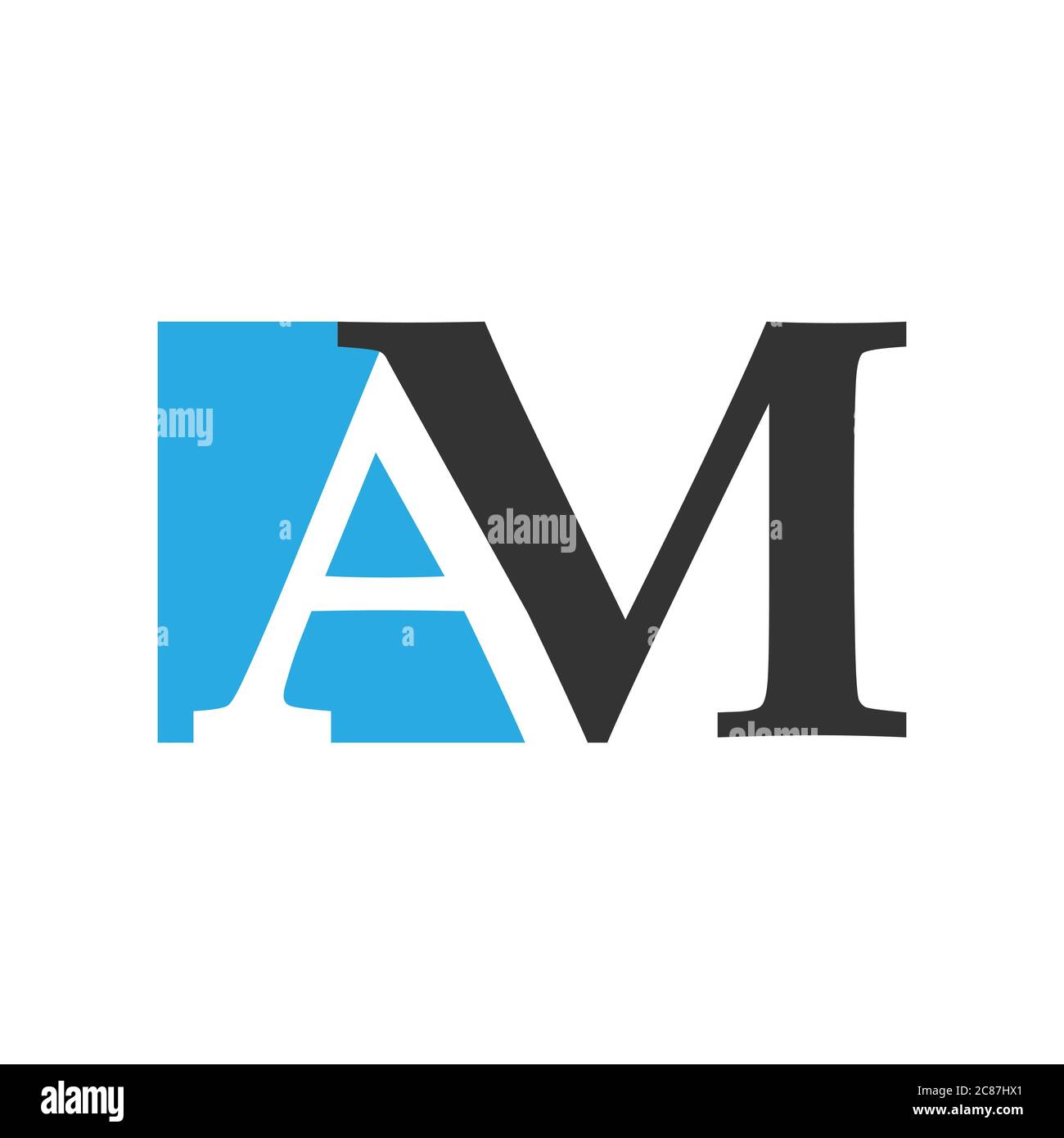 Stylized vector illustration with the letters A and M isolated on a ...