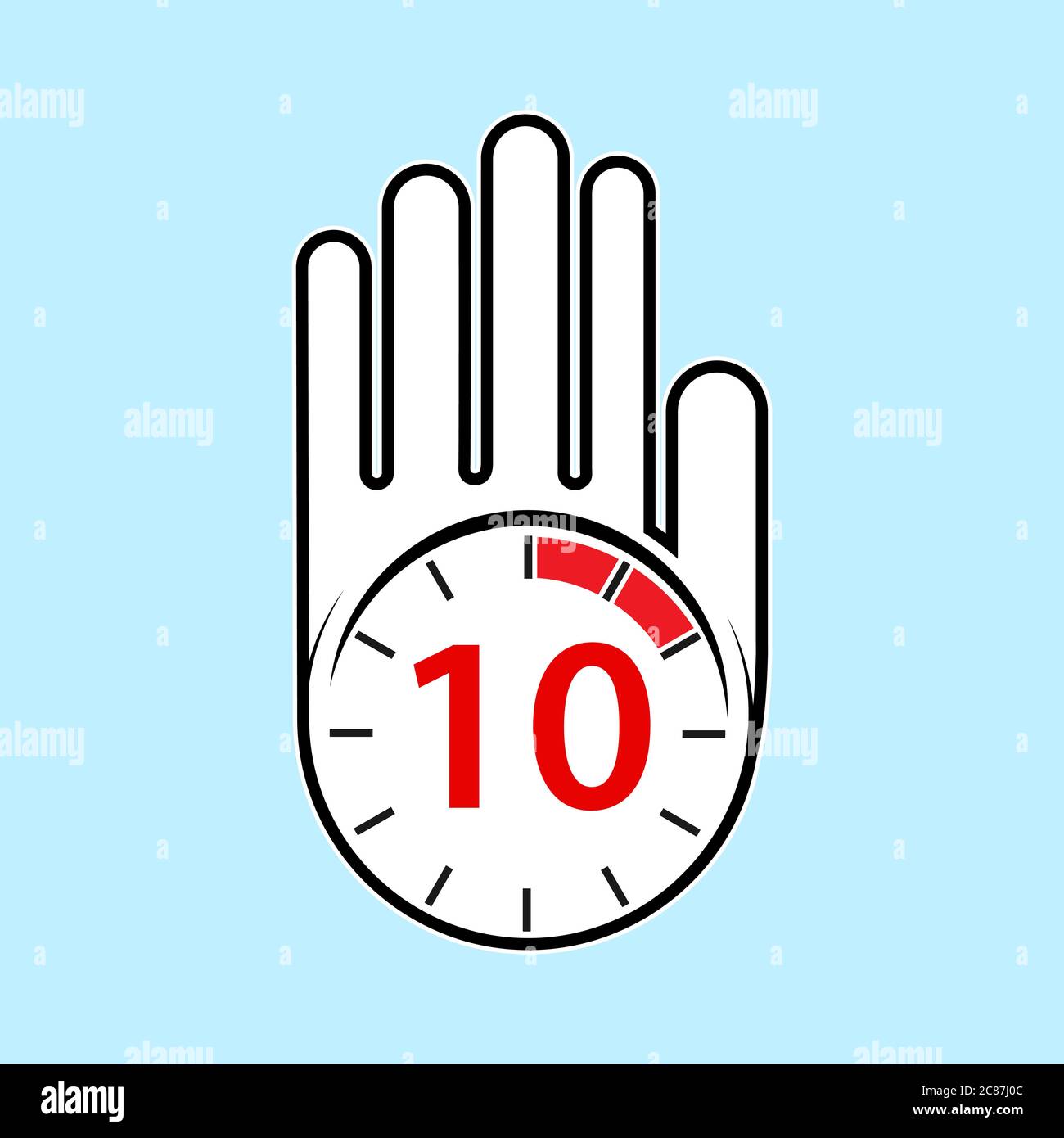 raised, open hand with a watch on it. Time for rest or break, pause. 10 ...