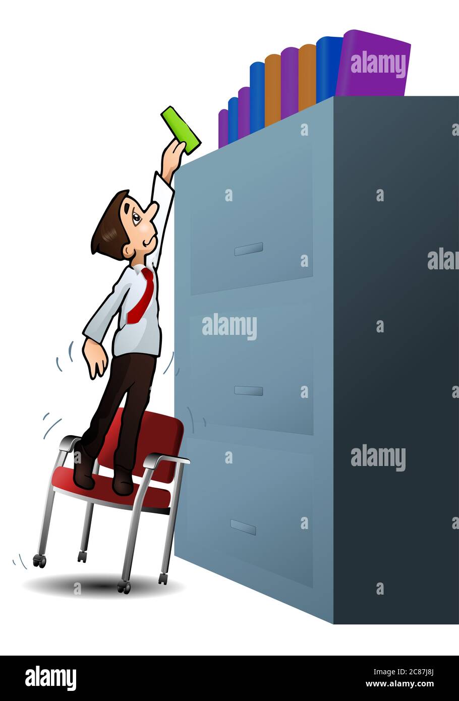 illustration of the office safety do not use chair for footing an ...